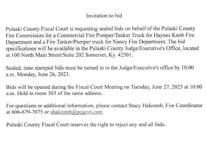 Invitations to bid – Pulaski County Government